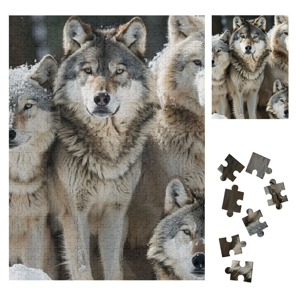 SHERONV Wolves Snow Wildlife Wooden Jigsaw Puzzle Vertical Style Eco ...