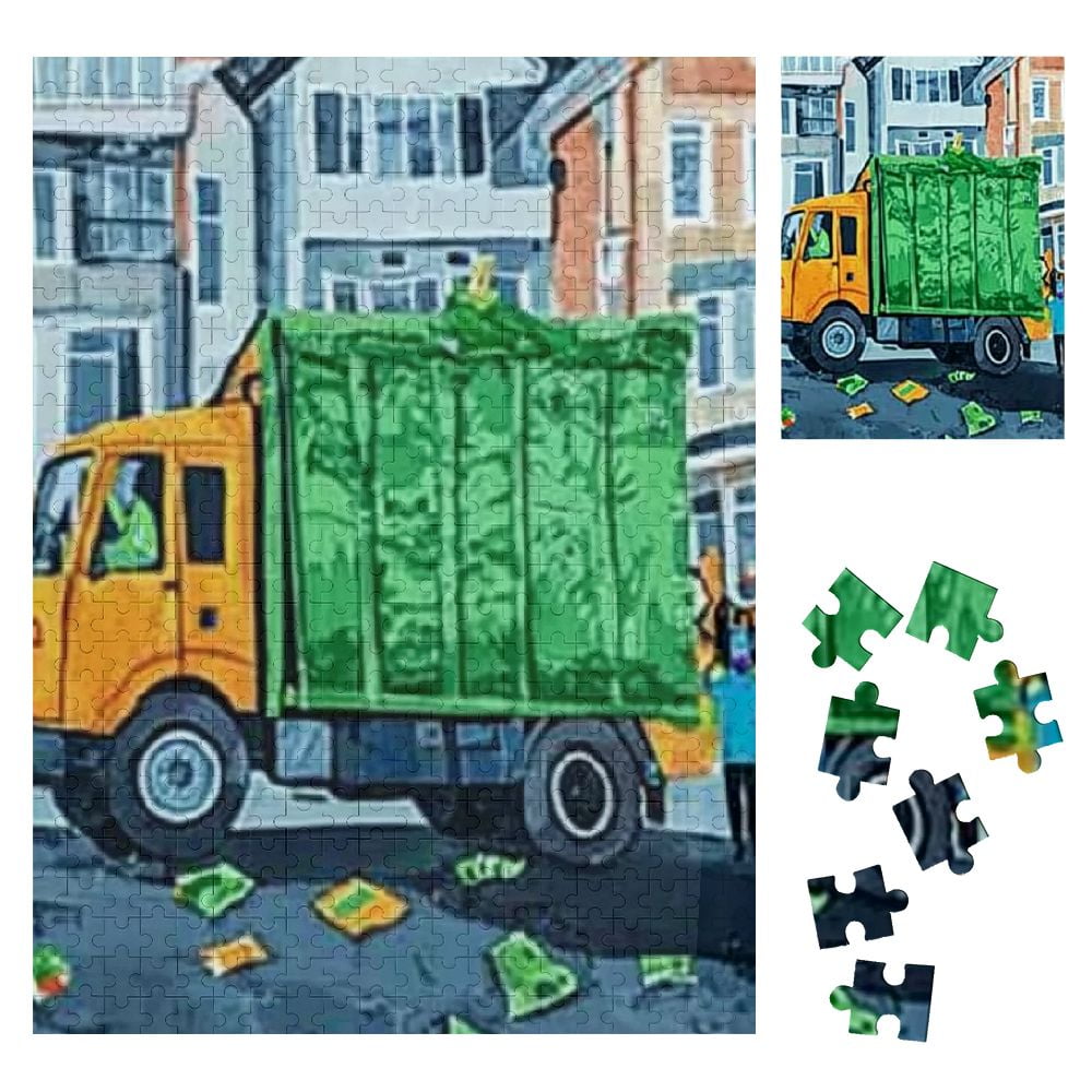 SHERONV Wooden Jigsaw Puzzle - Garbage Truck, Houses, People Theme ...