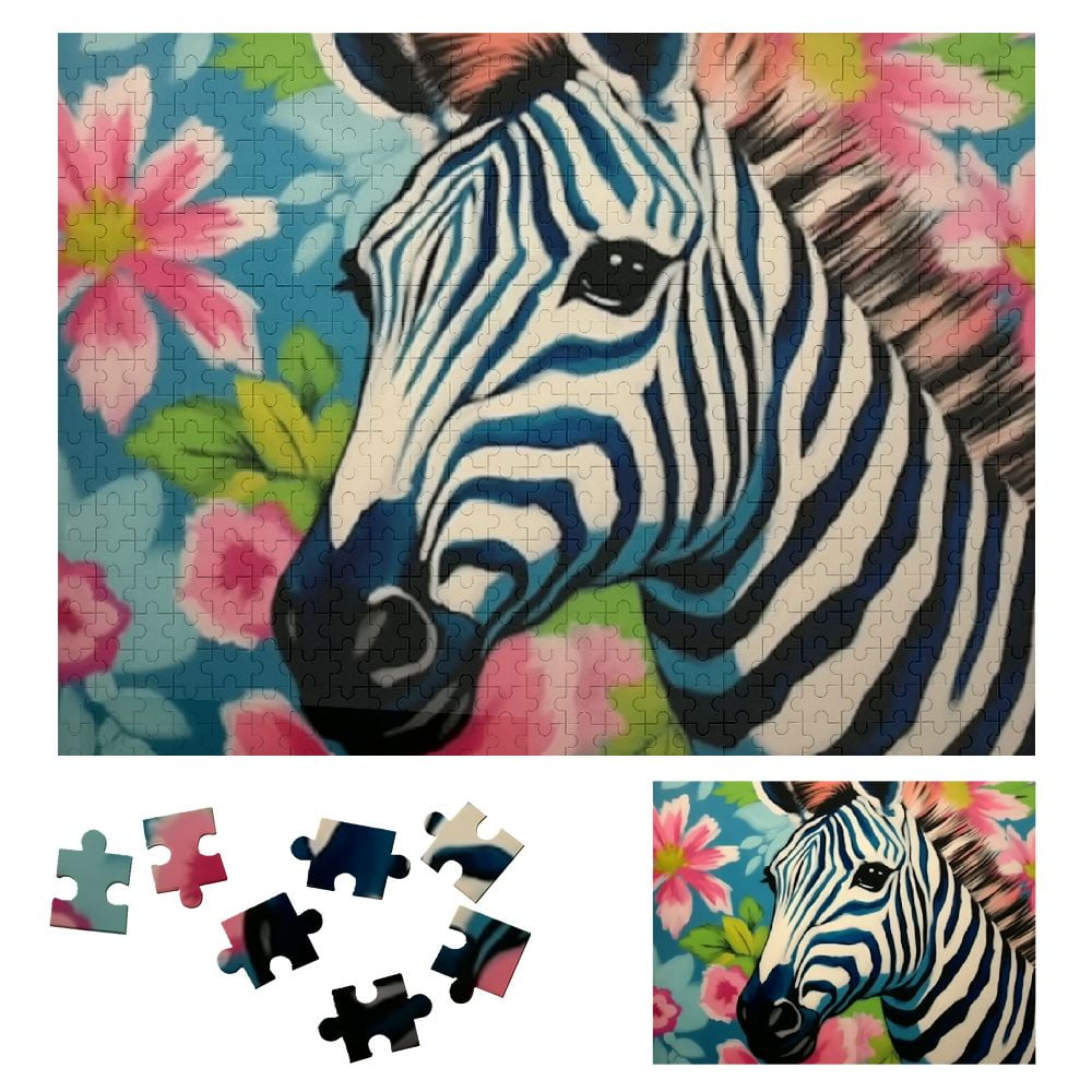 SHERONV Zebra Flowers Wooden Jigsaw Puzzle Horizontal Style Eco ...