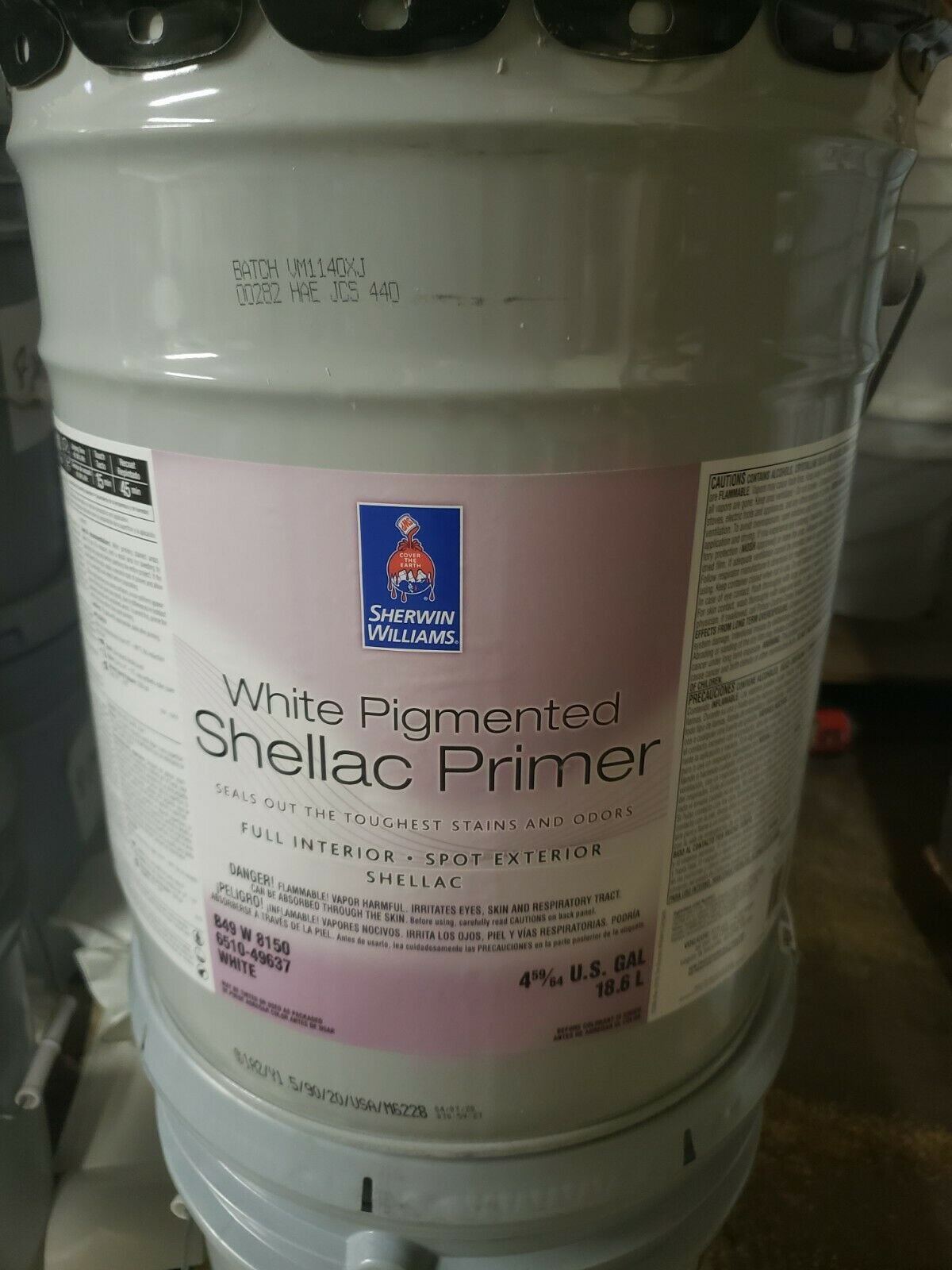Sherwin-Williams White Pigmented Shellac Primer Paint Primer, 5 Gallon ...