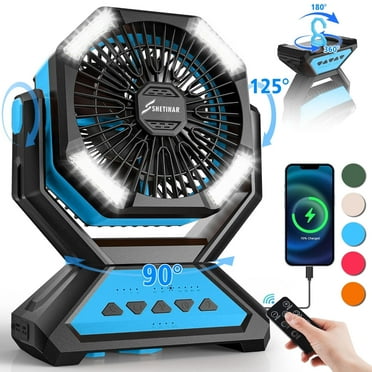 Portable Rechargeable Fan with LED Lantern, Battery Powered, USB ...
