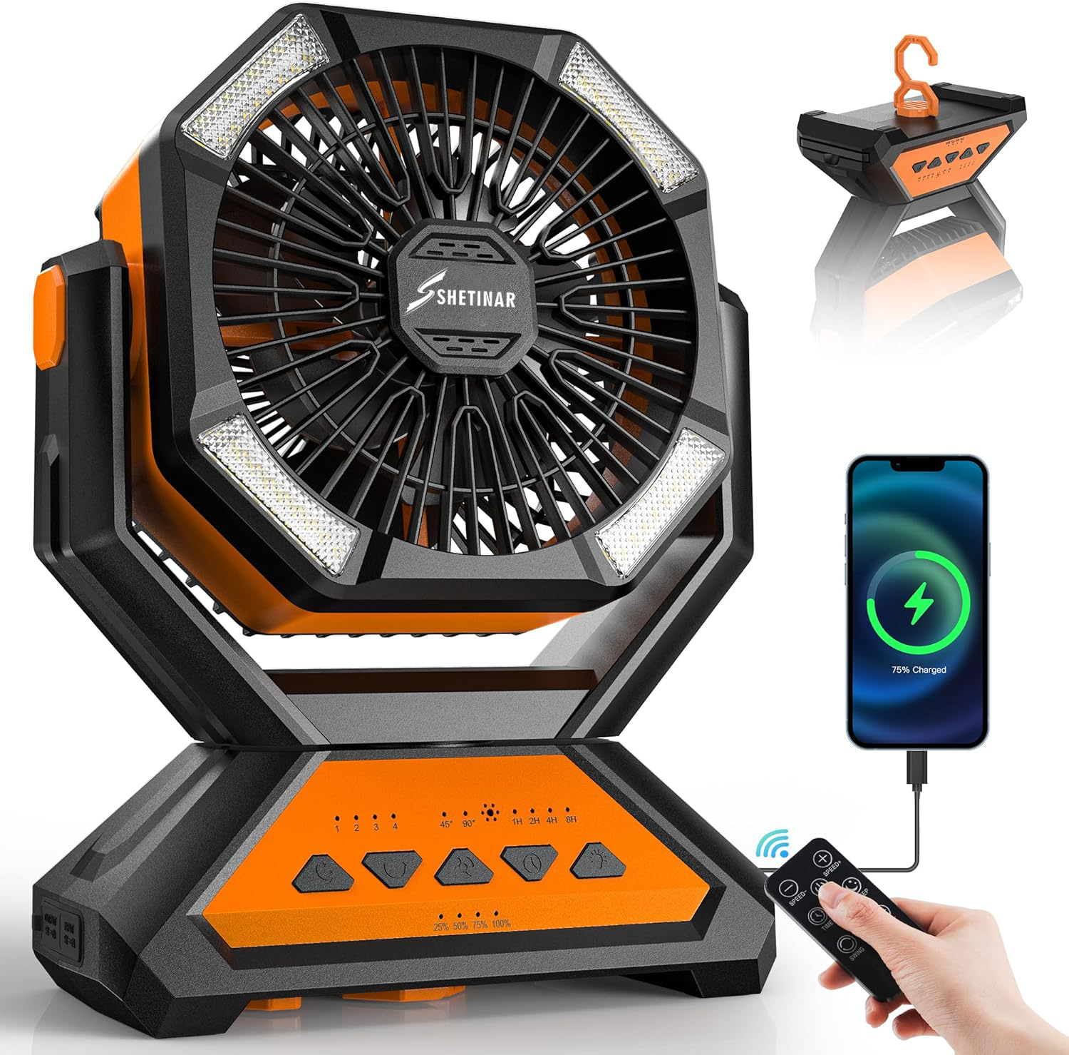 Uervoton Multi-Use Portable Rechargeable Standing Fan 4 Speeds ...