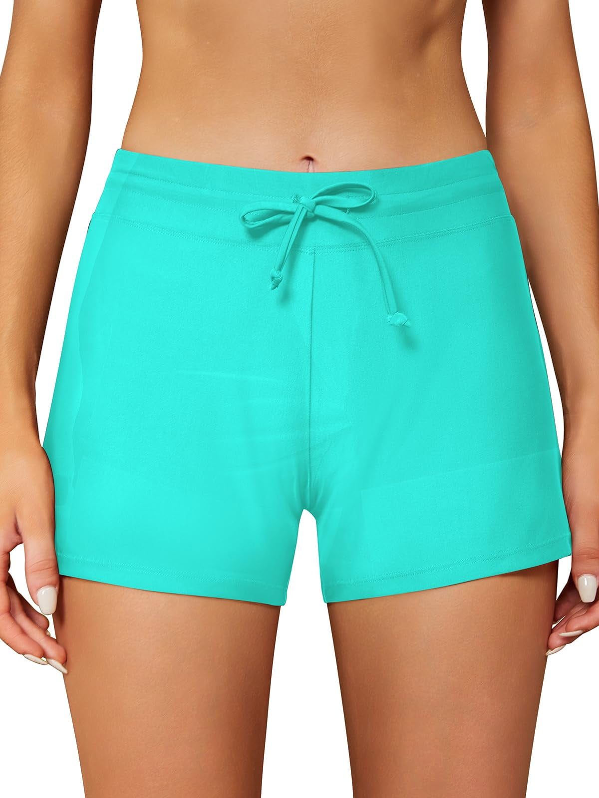 SHEWIN Ladies Green Board Shorts, Tankini Bottoms with Drawstring, Swim ...