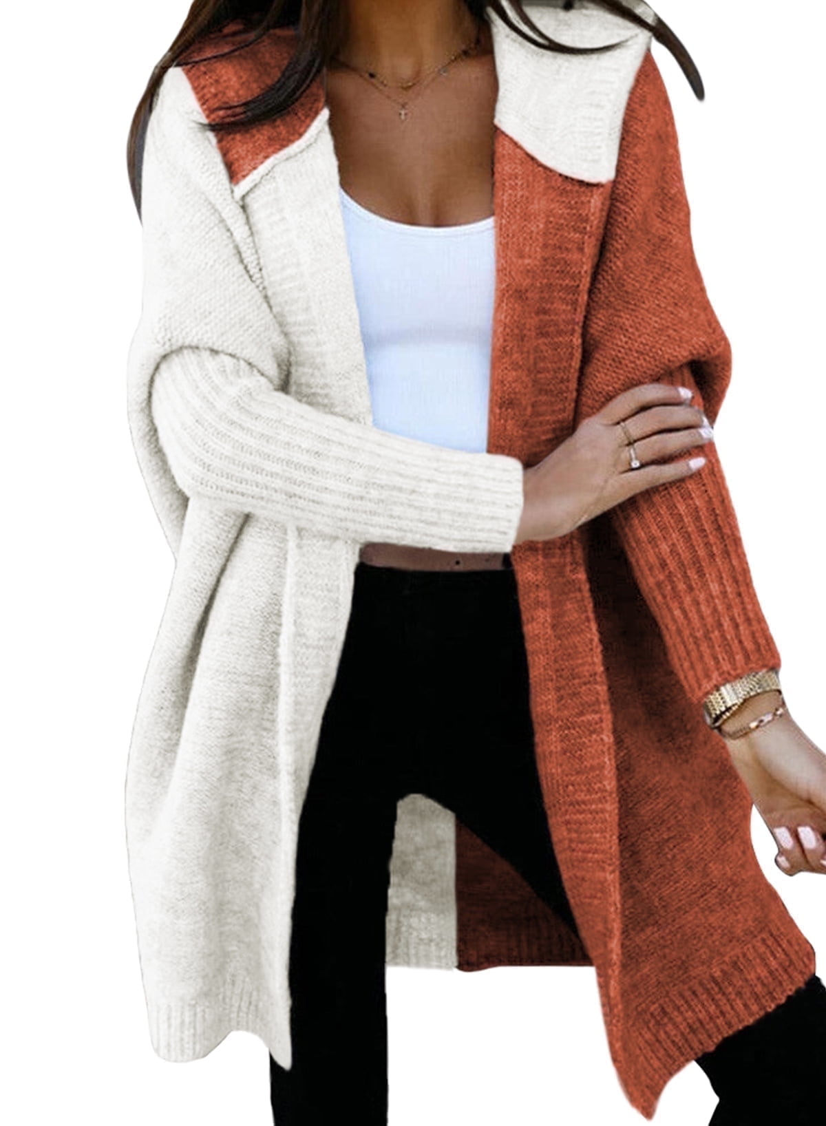SHEWIN Open Front Oversized Hooded Cardigans for Women Cable Knitted ...