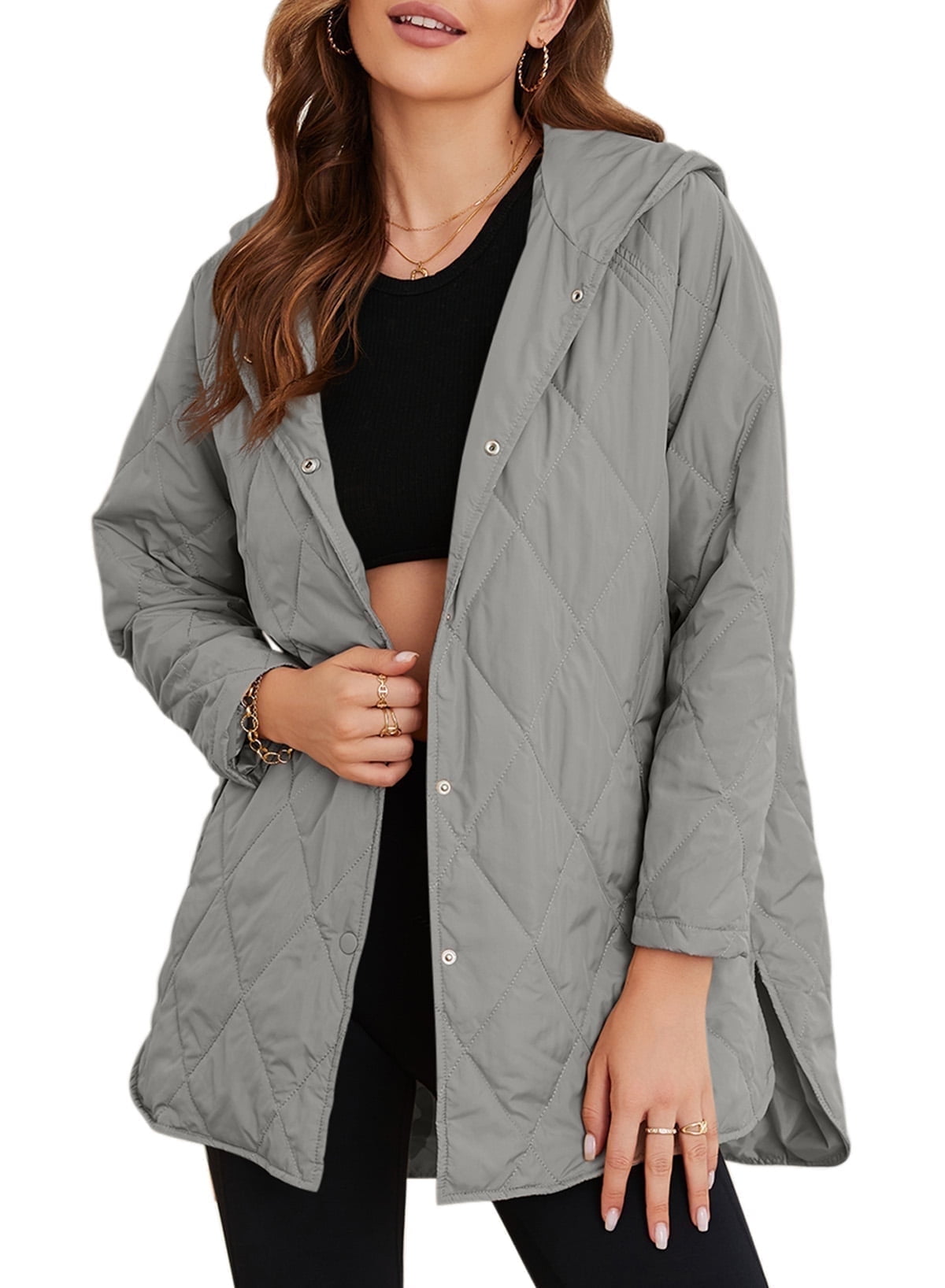 SHEWIN Puffer Jackets for Women Hooded Quilted Jacket Fall Winter ...