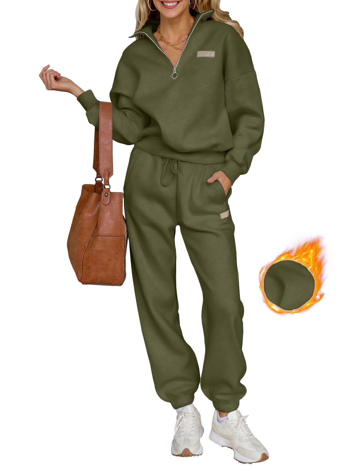 SHEWIN Sweatsuits for Women 2 Piece Outfits Fleece Lined Jogging Suit ...