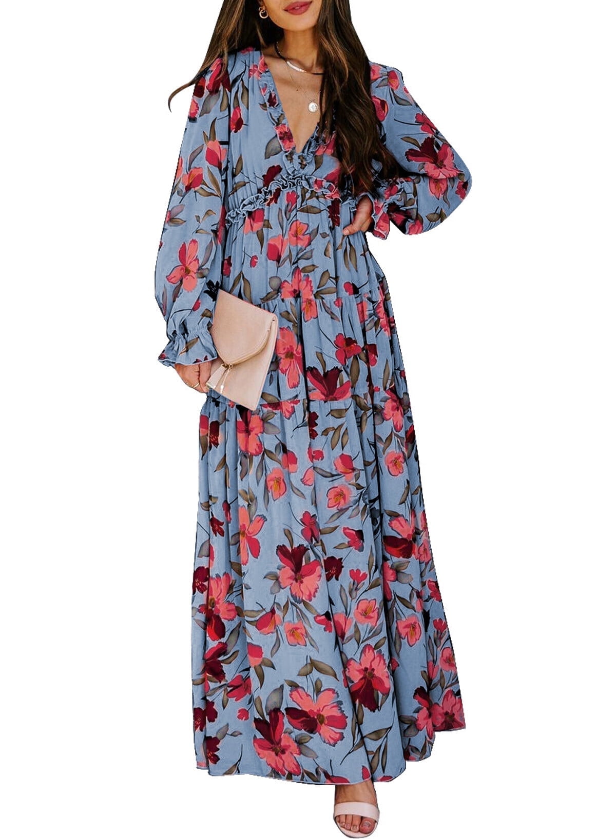 Walmart Black Friday Deals 2025 - SHEWIN Women's Boho Midi Floral Dress ...