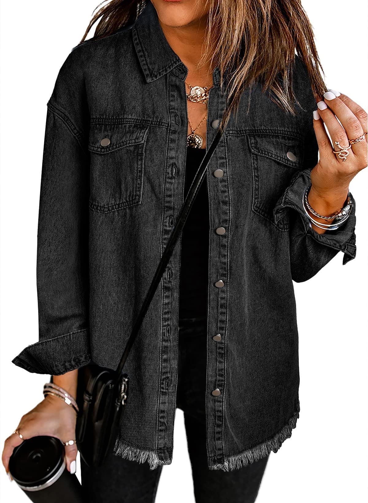 SHEWIN Women's Plus Size Jean Jacket Casual Ladies Jean Jacket ...