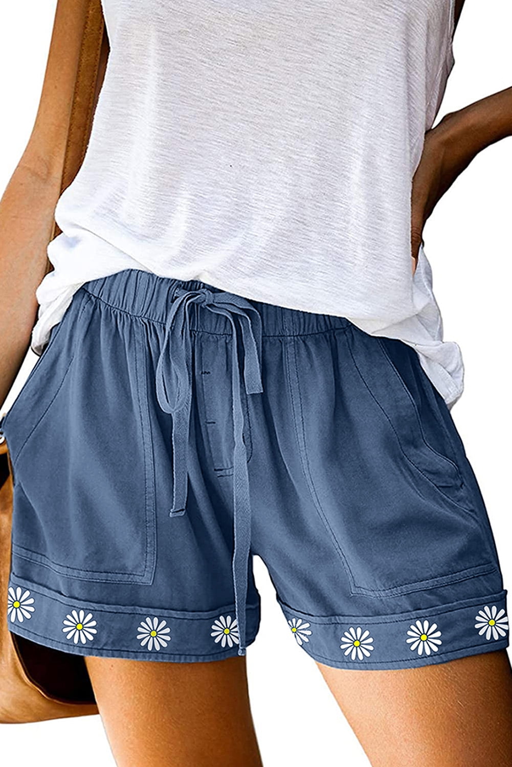 SHEWIN Women's Casual High Waist Drawstring Shorts - Flowy Plus Size ...