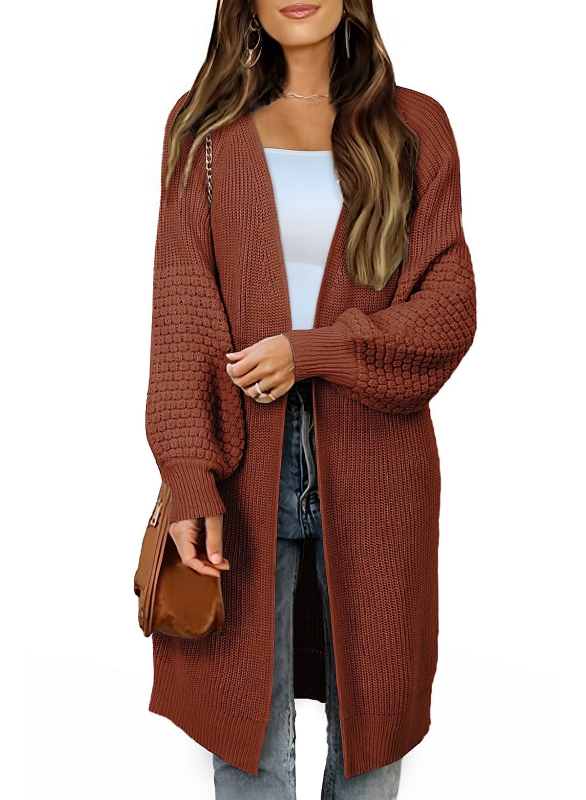 SHEWIN Womens Sweaters Cardigan Long Sleeve Chunky Cable Knit Cardigans ...