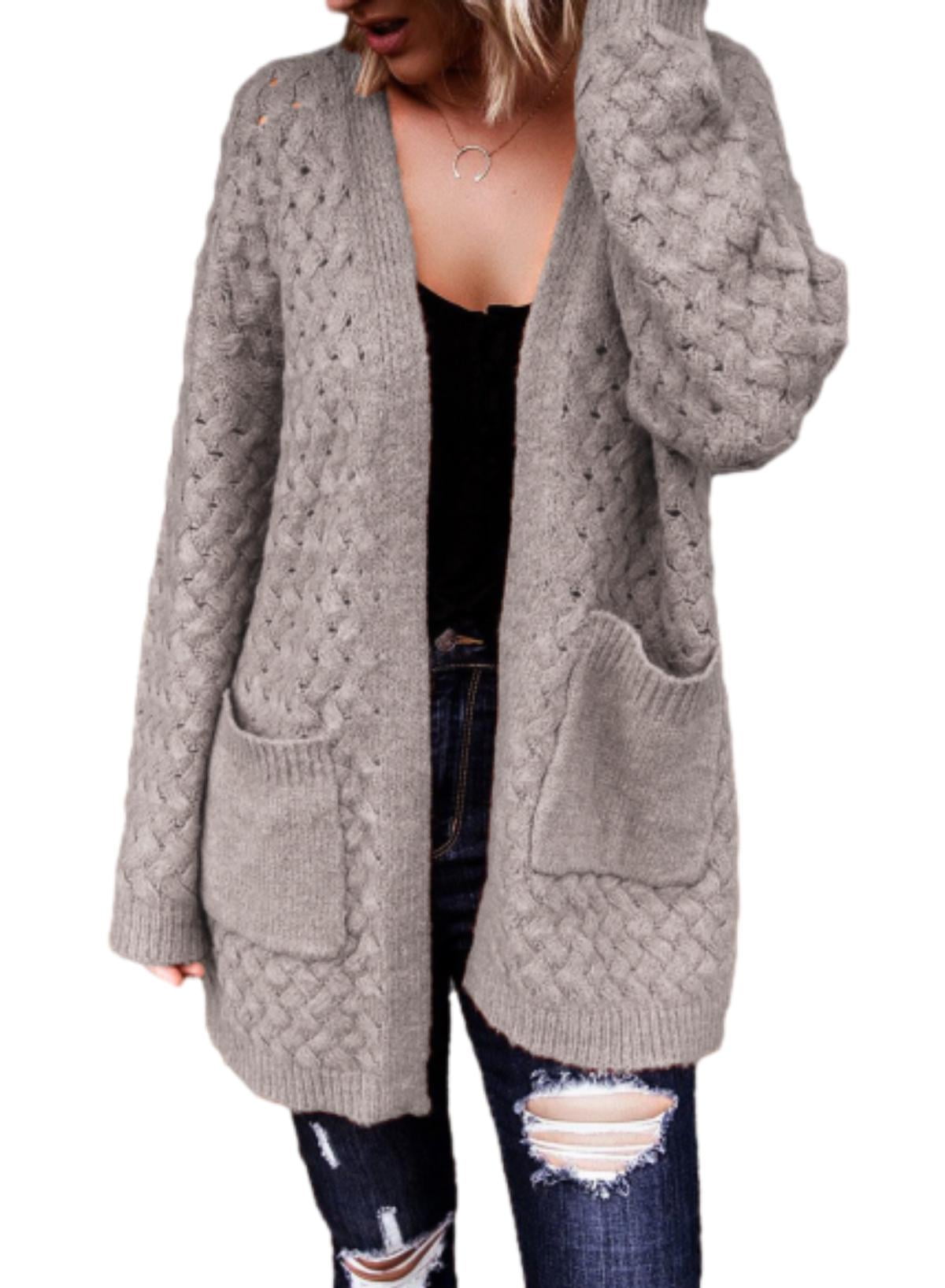 SHEWIN Womens Sweaters Open Front Cardigans Oversized Long Sleeve ...