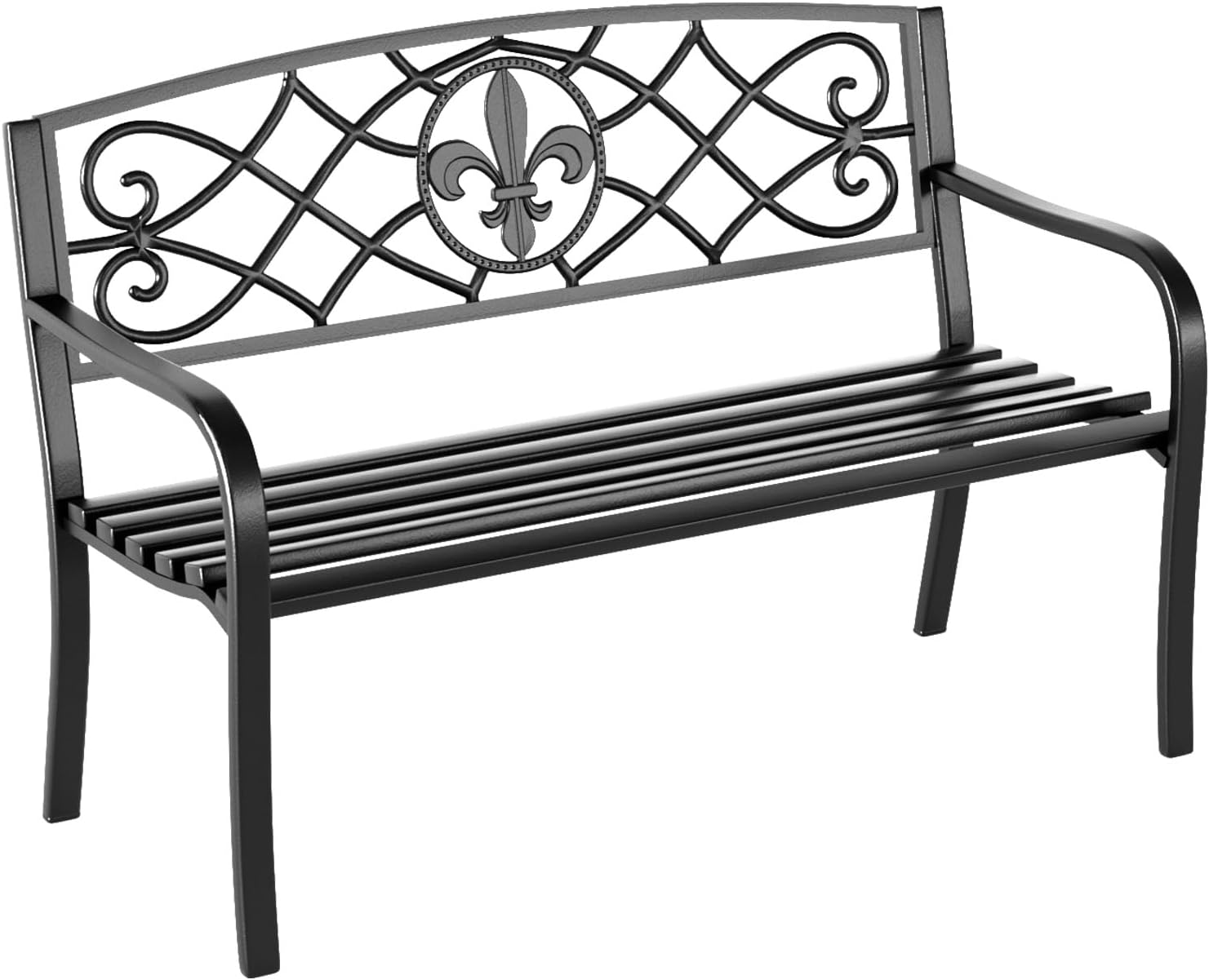 SHGJ&SOFT Outdoor Bench, Garden Bench, Cast Iron Metal Frame Patio Park ...