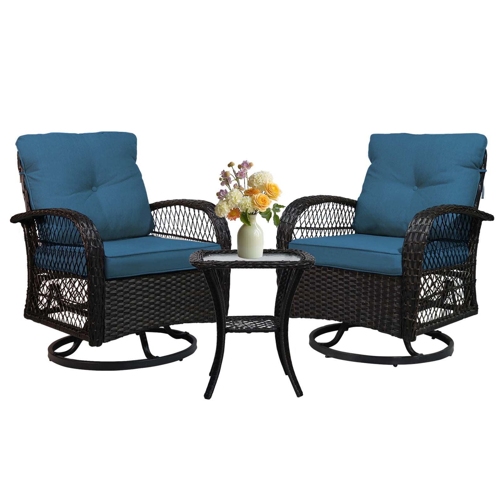 SHGJ&SOFT Patio Furniture Set, Outdoor Wicker Patio Chairs with Thick ...