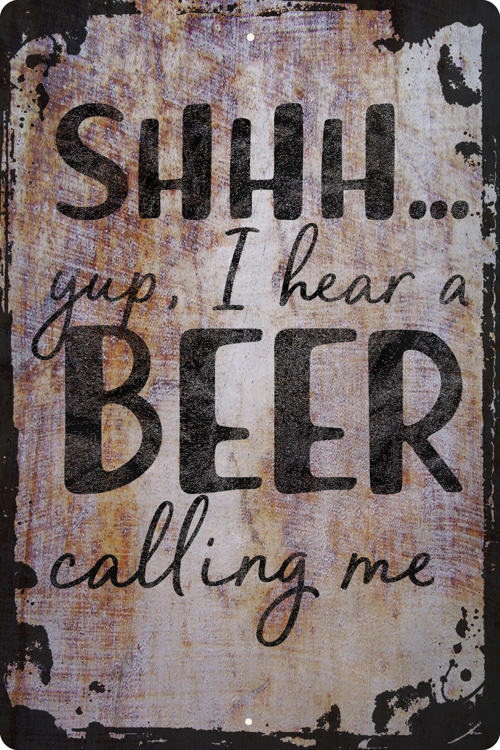 SHHH Yup, I Hear A Beer Calling Me Funny Drinking Party Beige Wall Art ...