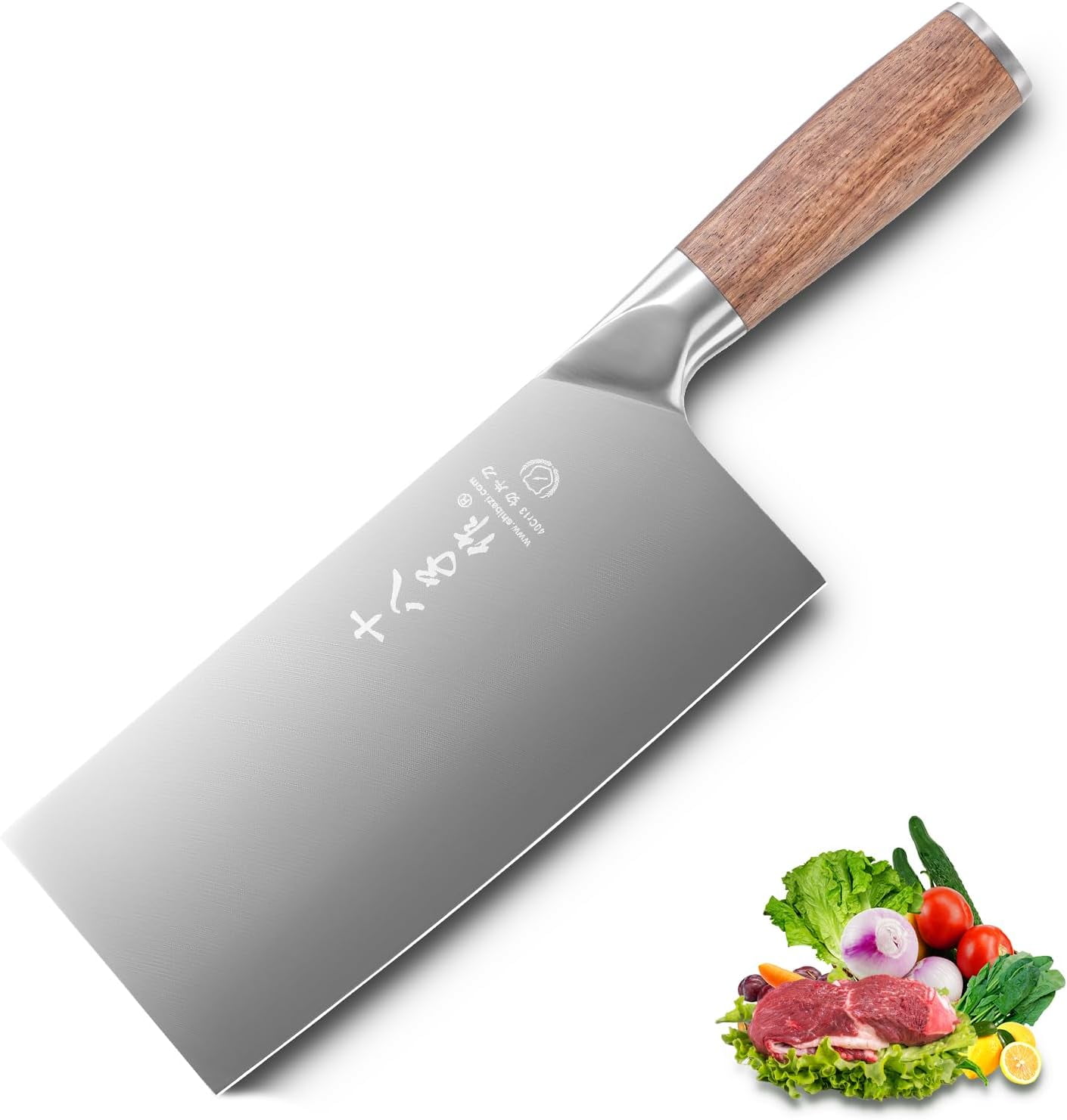 SHI BA ZI ZUO 7 Inches Stainless Steel Meat and Vegetable Cleaver Knife ...