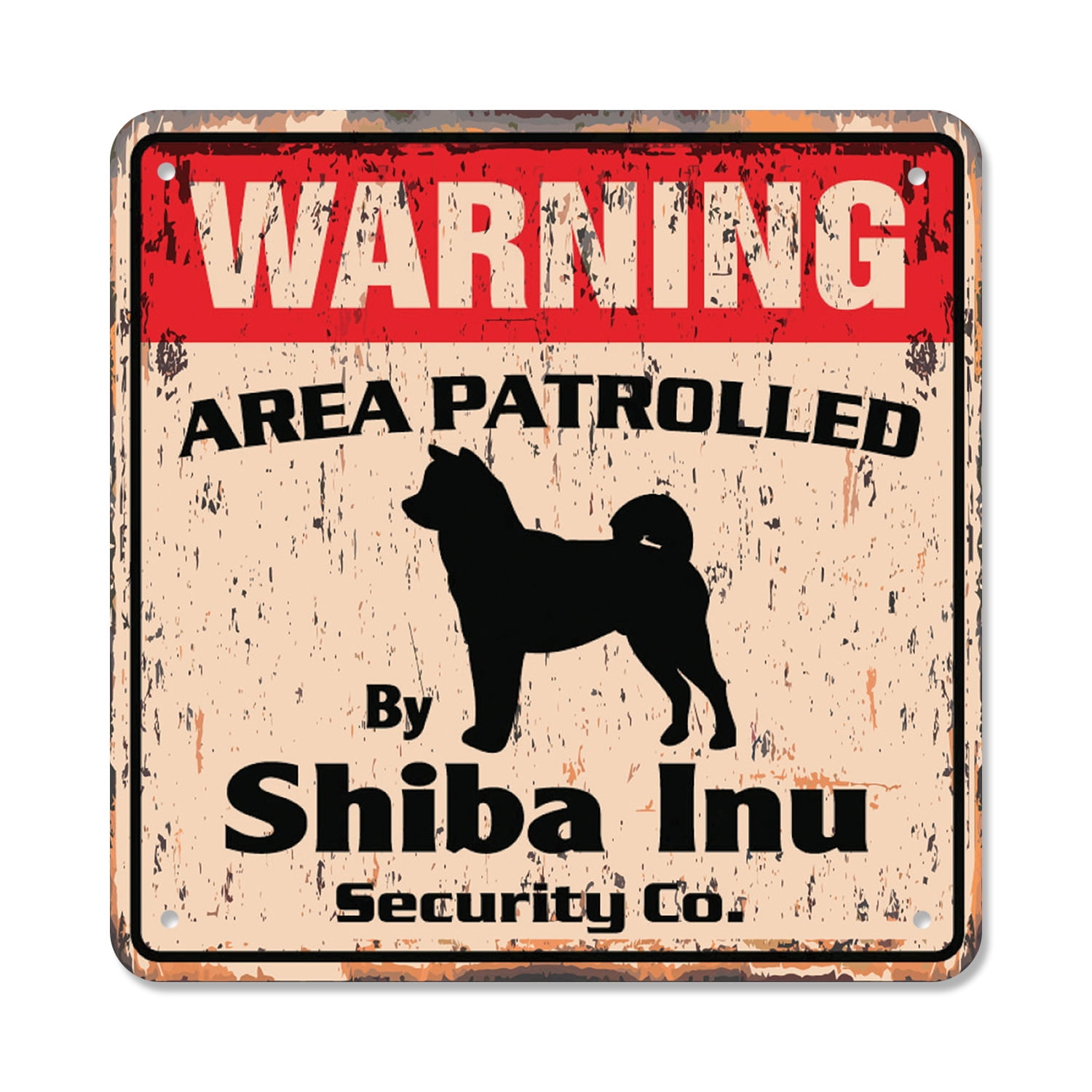 SHIBA INU Vintage Security Sign Area Patrolled by pet signs gift animal ...