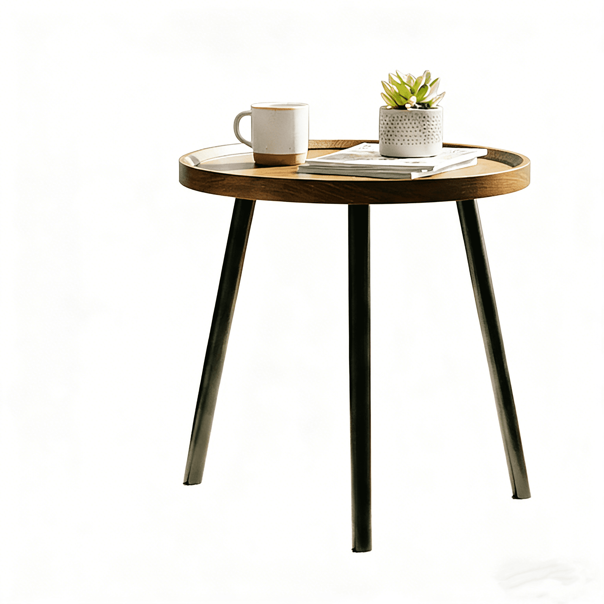 SHIBAILI 16" Round Coffee Table,Small Rustic Side Table with Wood Legs ...