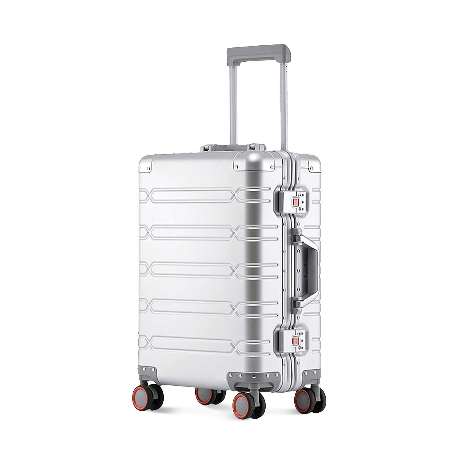 SHIBAILI 20" Silver Carry - On Luggage,Aluminum Frame, No Zipper,TSA ...