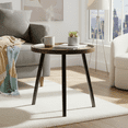 SHIBAILI 24" Nesting Coffee Table and End Table Set, Round Walnut Sofa ...