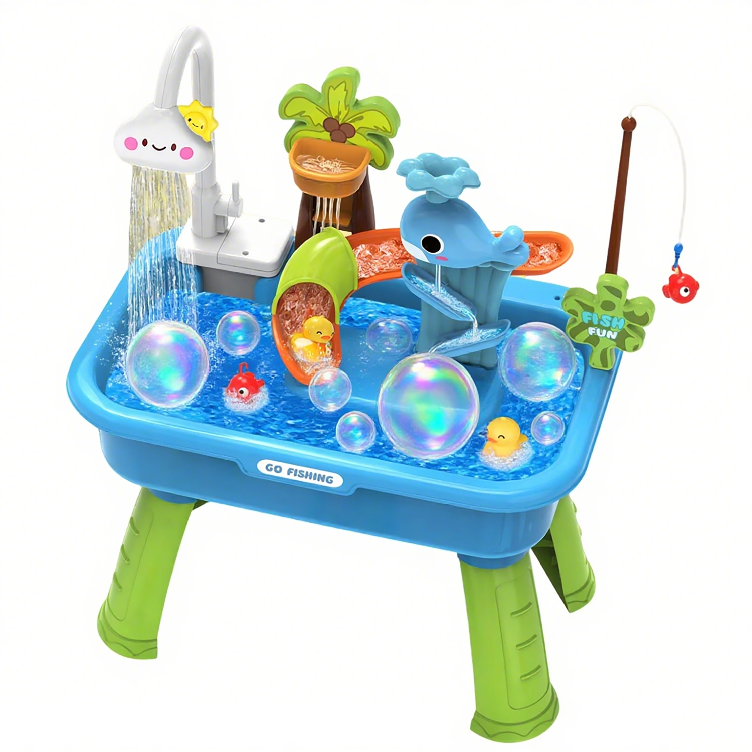 SHIBAILI 4-in-1 Water Table Toy with Running Water Pump & Multiple ...