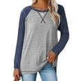 SHIBEVER Women's Fall Fashion Color Blocked Long Sleeve Crew Neck Tunic ...