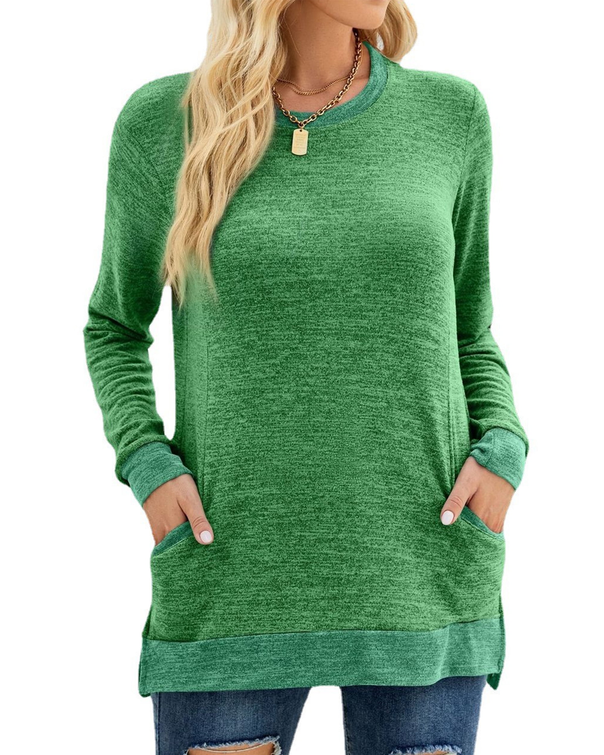 SHIBEVER Long Sleeve Workout Shirts for Women Fall Cute Pocket Casual ...