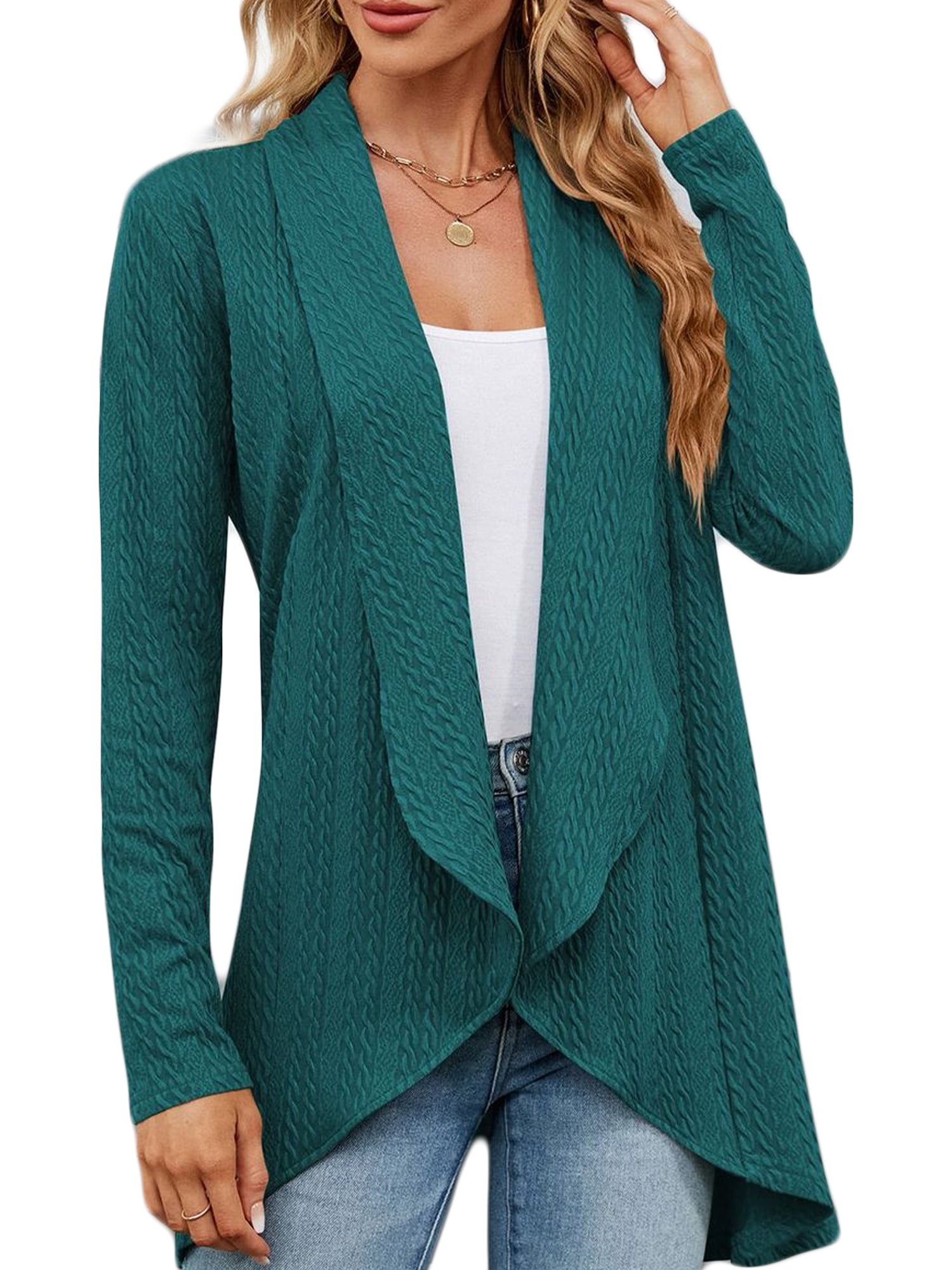 SHIBEVER Open Front Tops for Women Cardigan Fall Shirts Casual Blouses ...