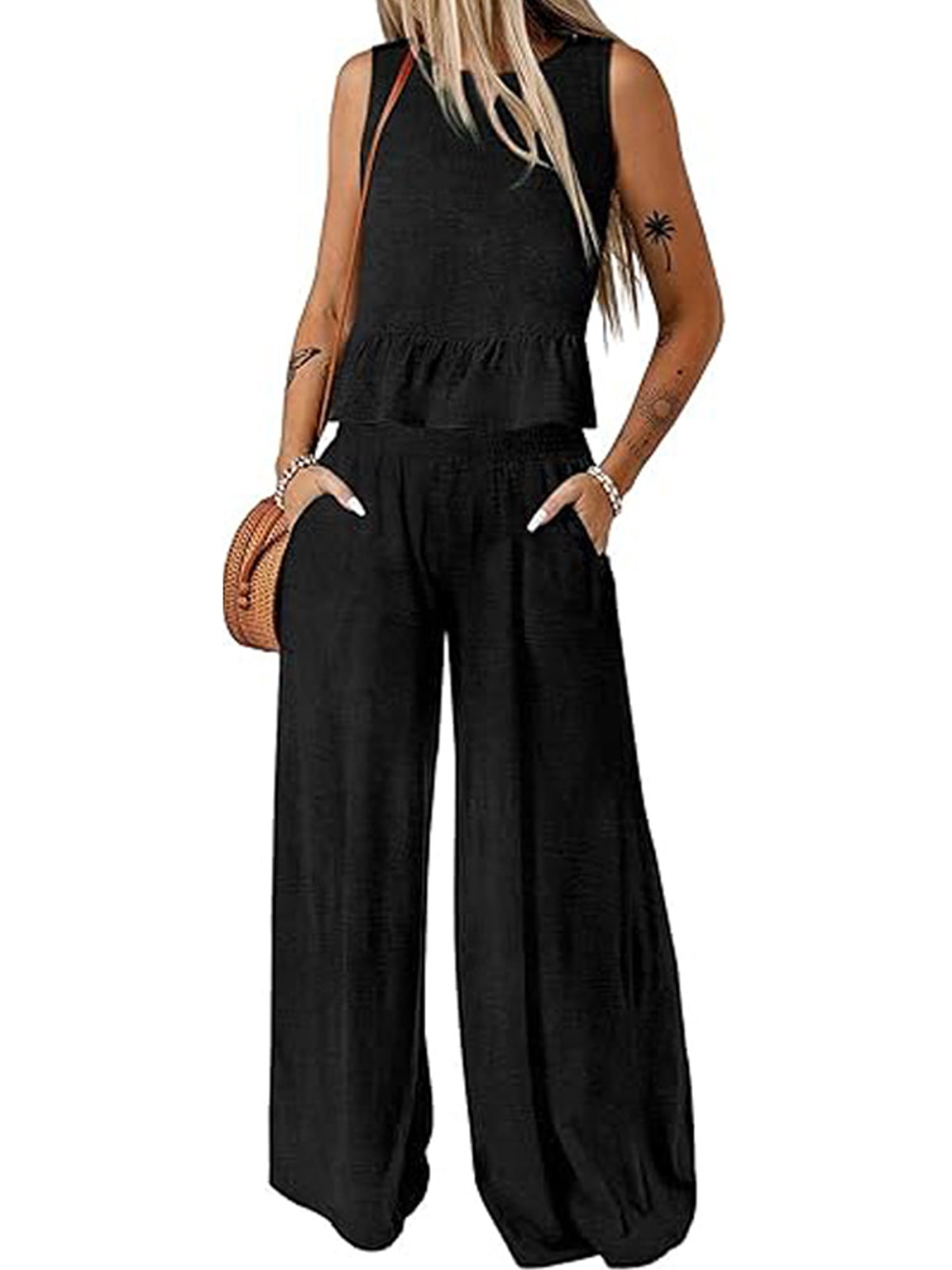 SHIBEVER Outfit Sets for Women 2 Piece Sets Summer Casual Sleeveless ...