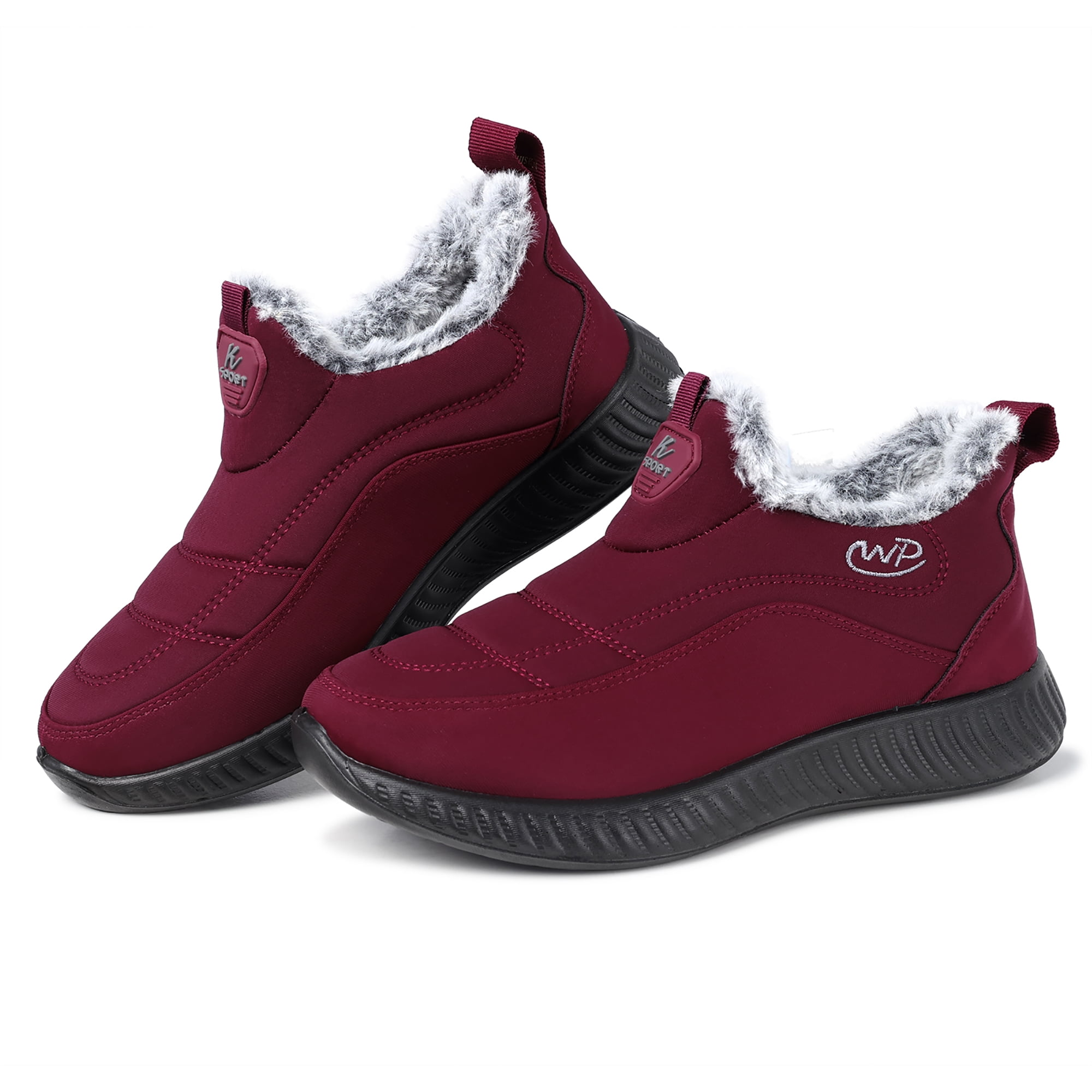 SHIBEVER Winter Boots for Women Snow Boot Waterproof Slip On Warm Faux ...