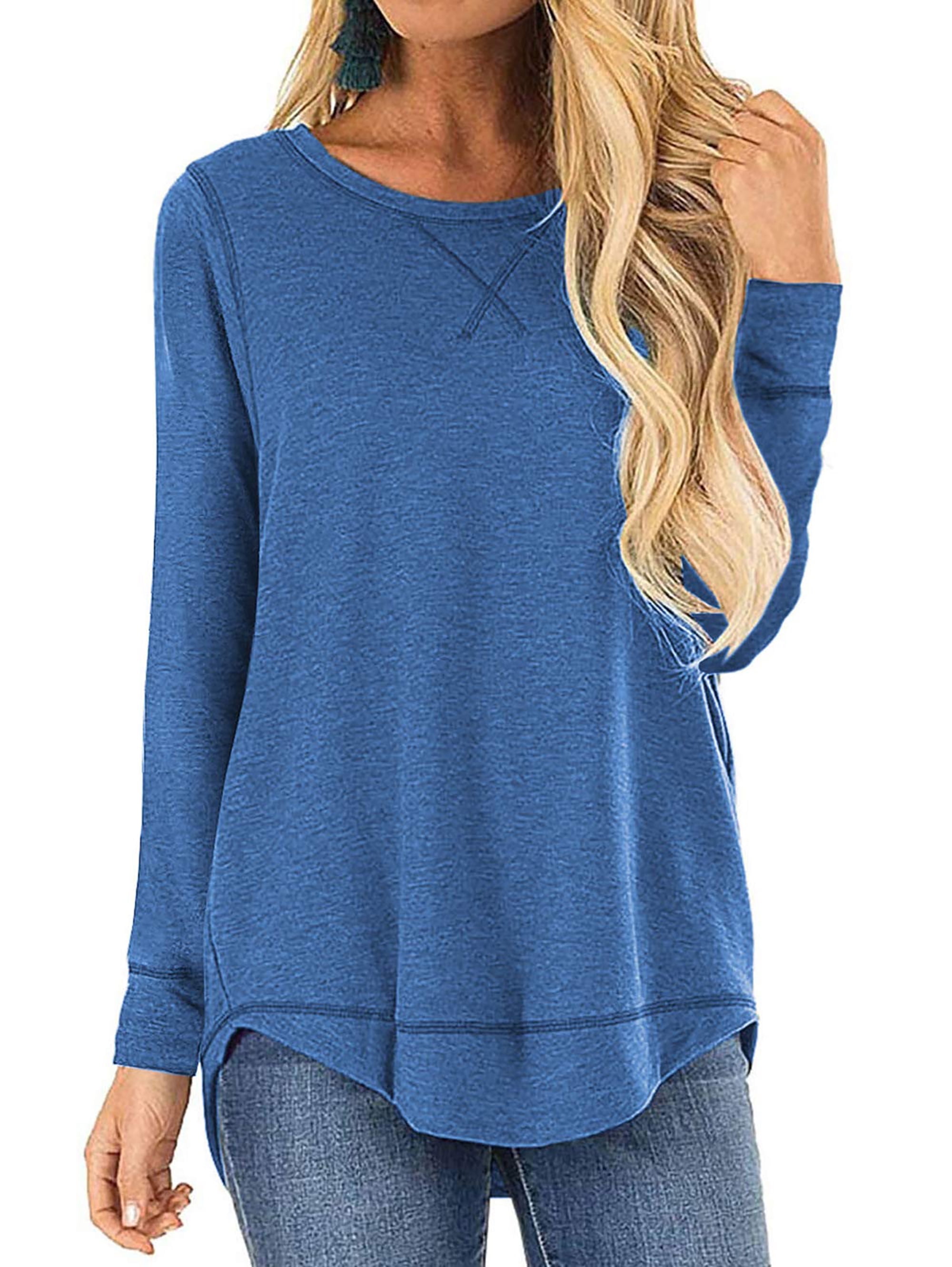 SHIBEVER Long Sleeve Crew Neck Loose Soft T-Shirts for Women, Fall ...