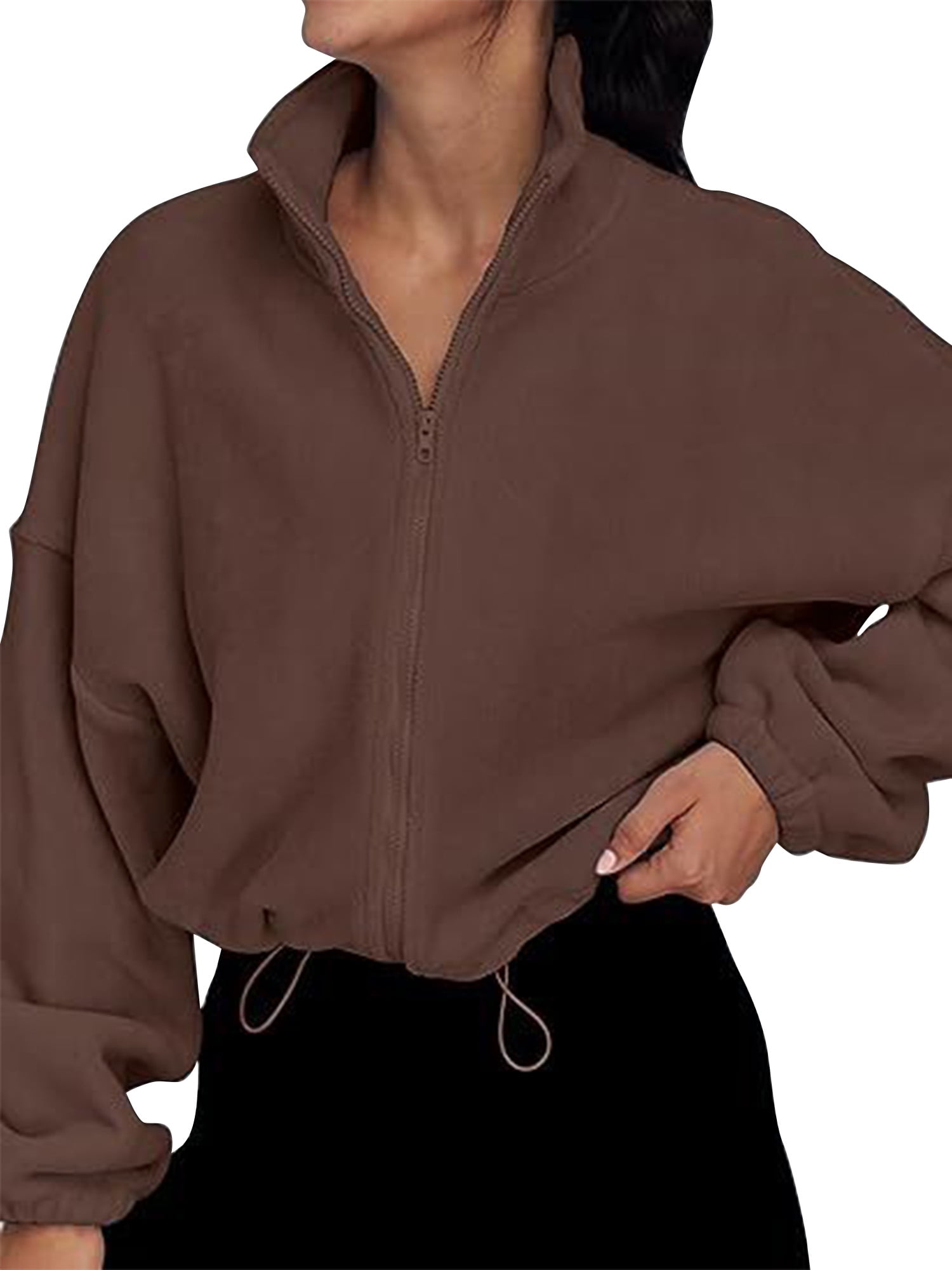 SHIBEVER Women Sweatshirt Fall Long Sleeve Tops Fashion Full Zip Loose ...