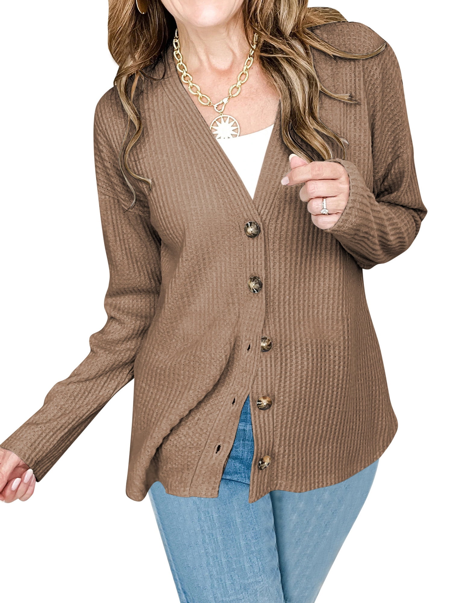 SHIBEVER Womens Cardigan Buttons Down Long Sleeve Buttons Up Shirts for ...