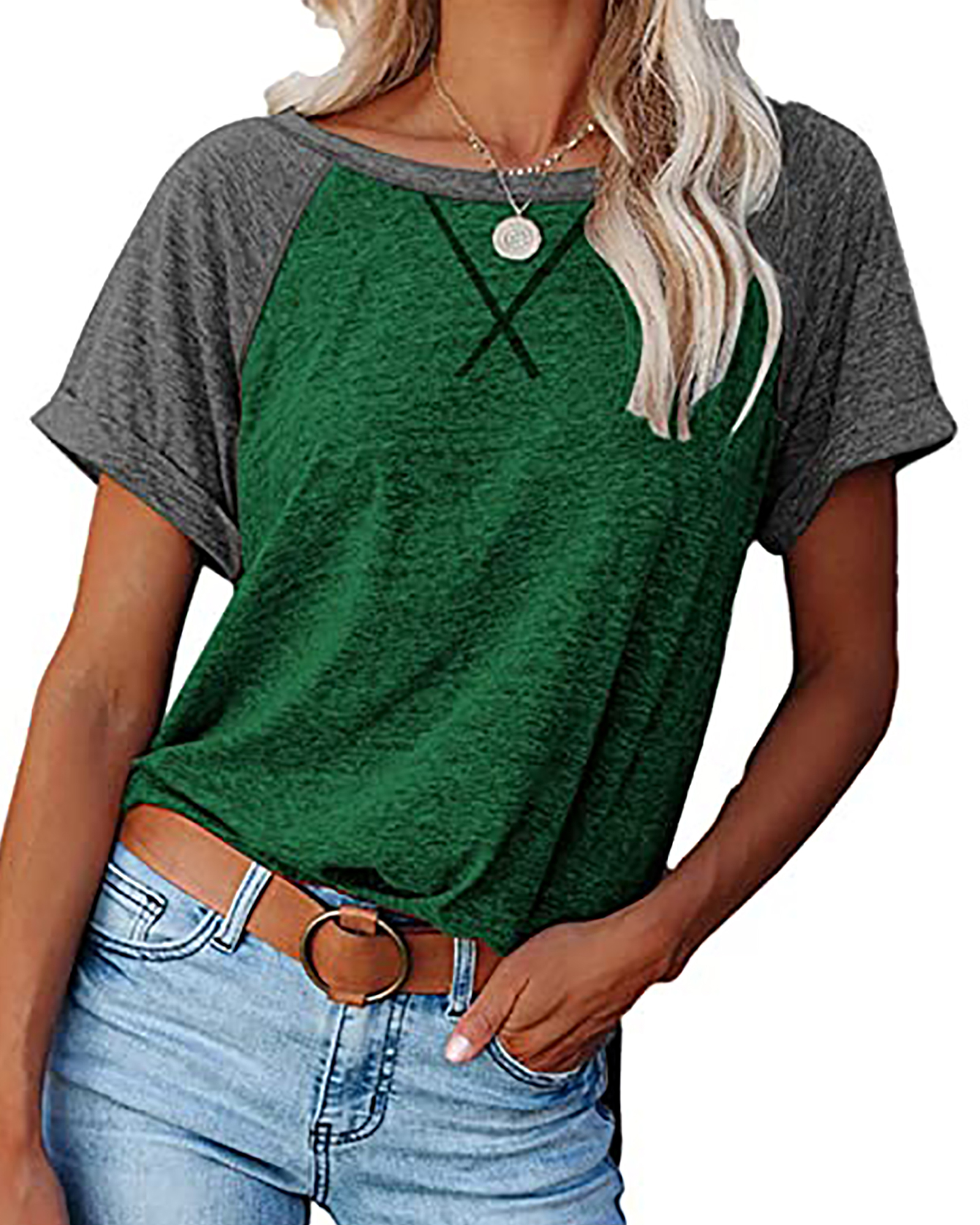 Shibever Womens Tops Summer Short Sleeve T Shirts Casual Loose Side