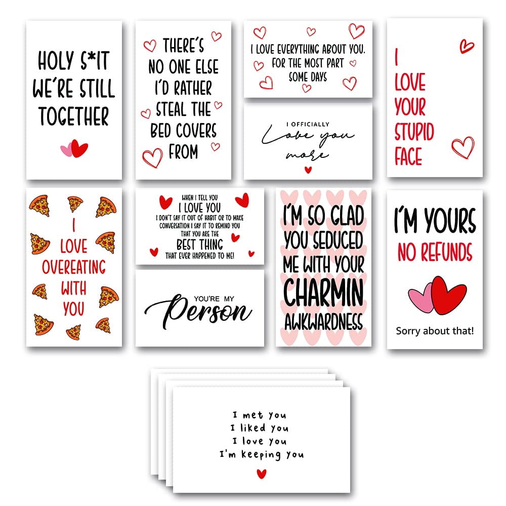 SHIEL-EVEN 14 Pcs Funny Mini Love Notes Cards Anniversary Cards with ...
