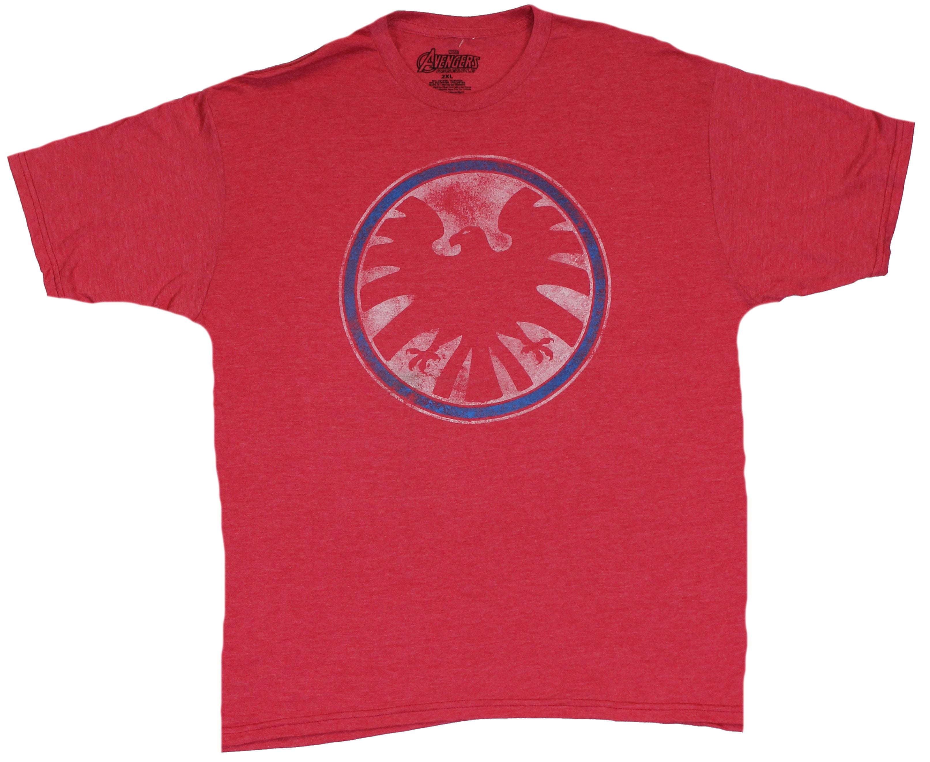 SHIELD (Marvel Comics) Mens T-Shirt - Classic Distressed Red White ...