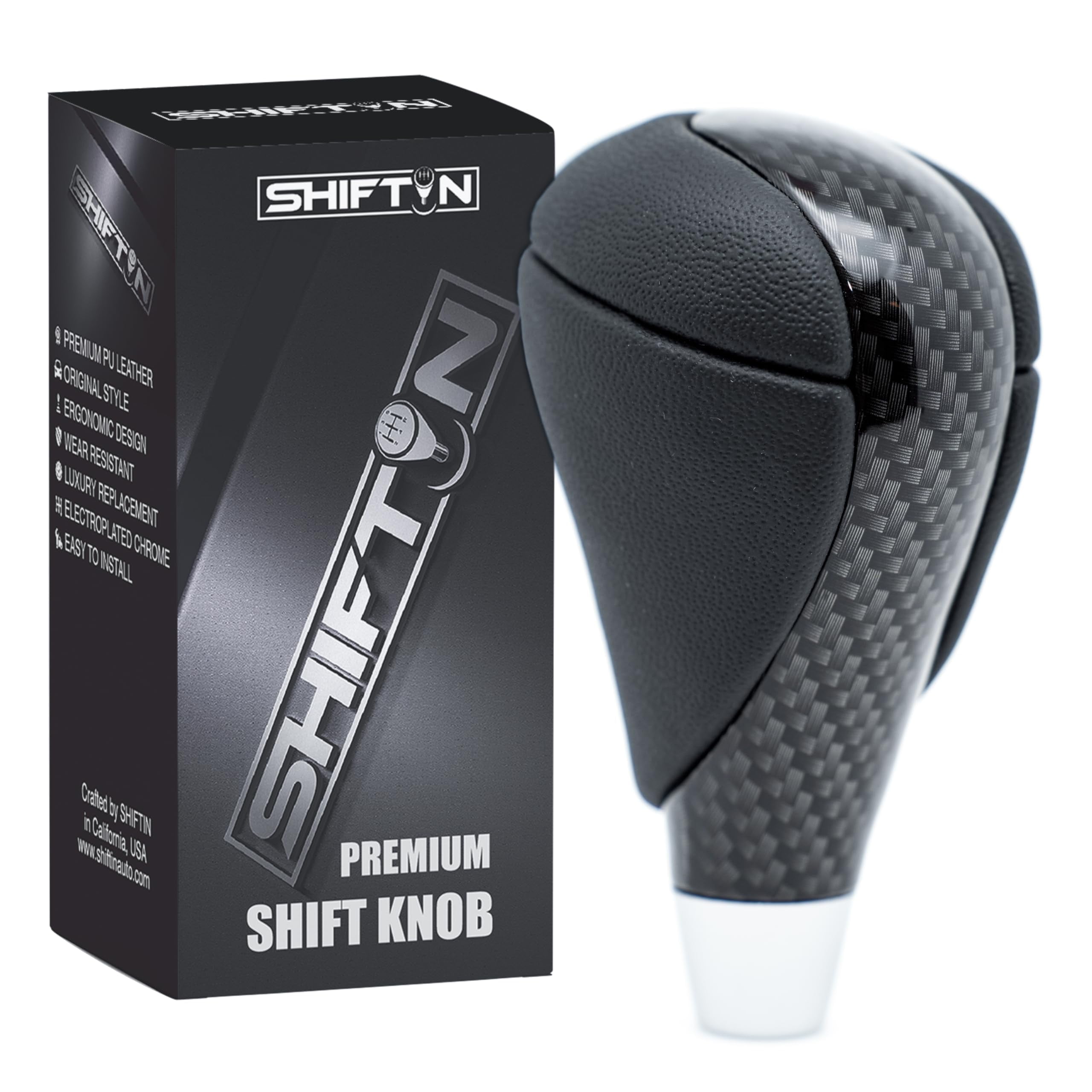 SHIFTIN Black Leather Carbon Pattern Gear Shift Knob Shifter for Lexus ...