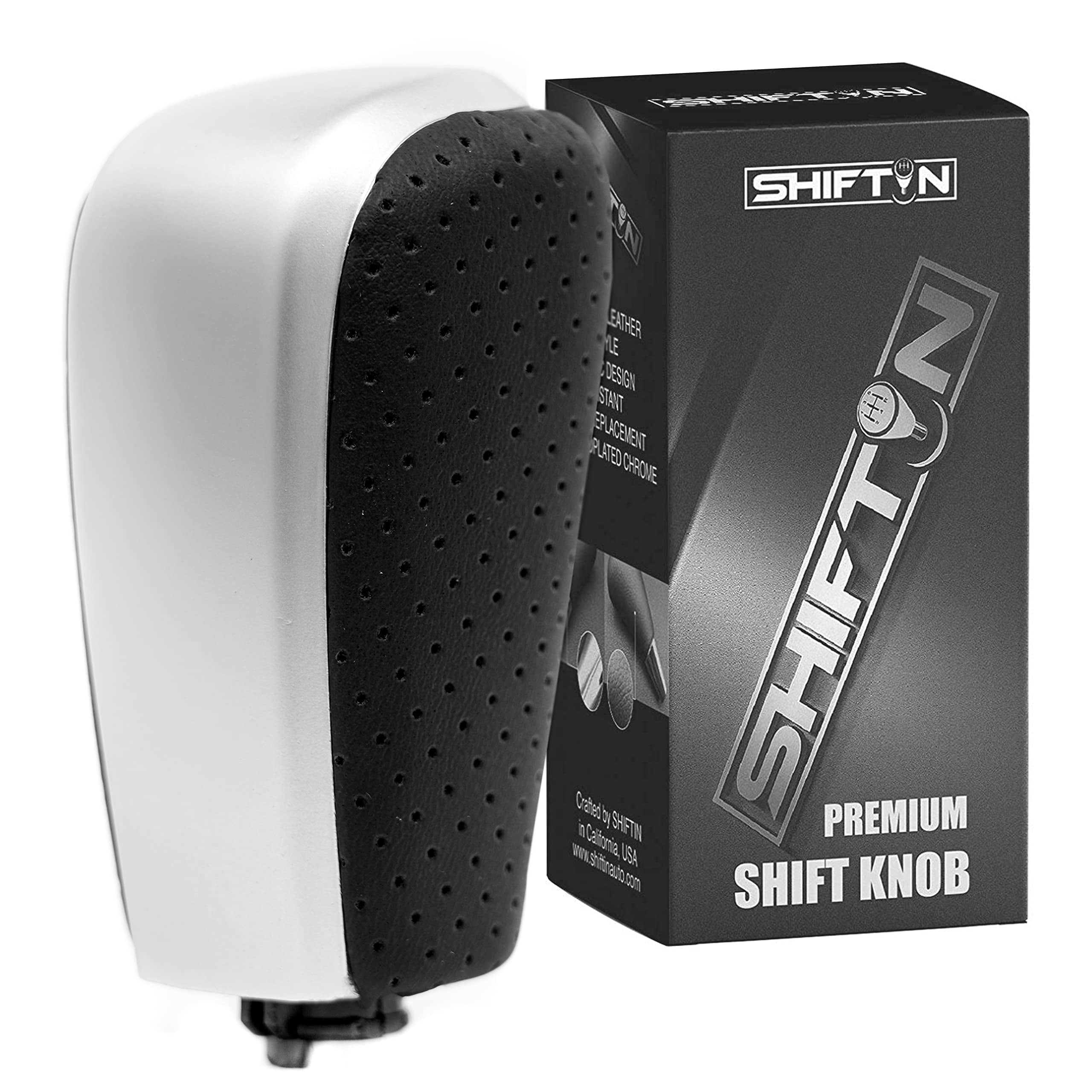 SHIFTIN Leather Carbon Fiber Wood Gear Shift Knob Stick Shifter for ...