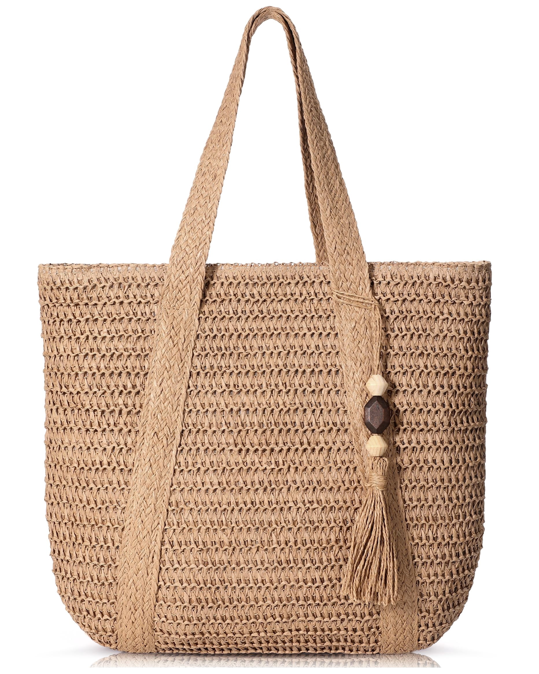 SHILINLANG Beach Bags for Women - Straw Bag with Zipper, Soft Woven ...