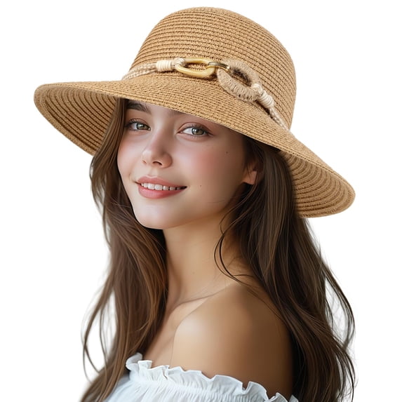 SHILINLANG Beach Sun Straw Hats for Women, UPF 50+ UV Sun Protection ...