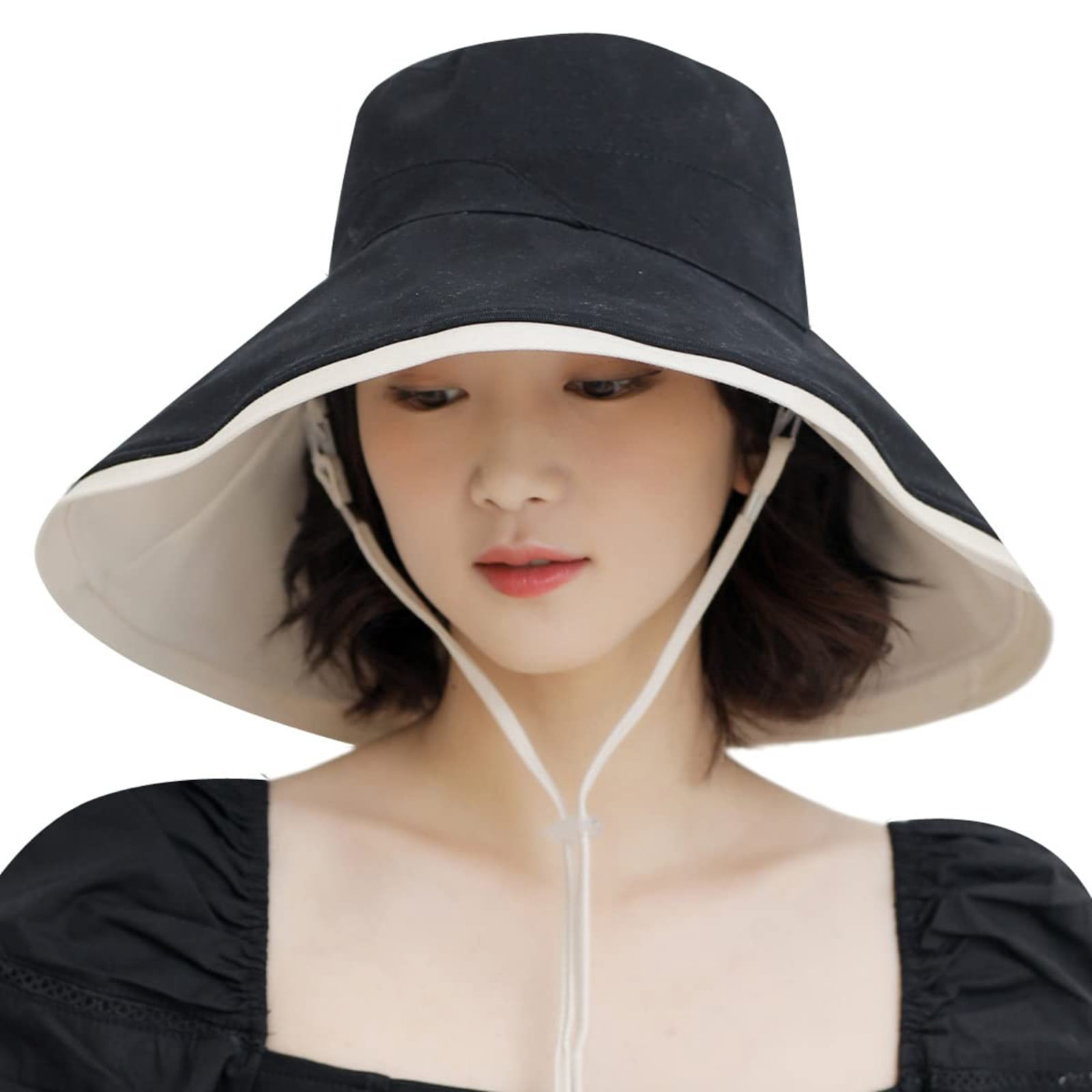 SHILINLANG Women Wide Brim Summer Sun Hat Wired Edge Beach Bucket ...