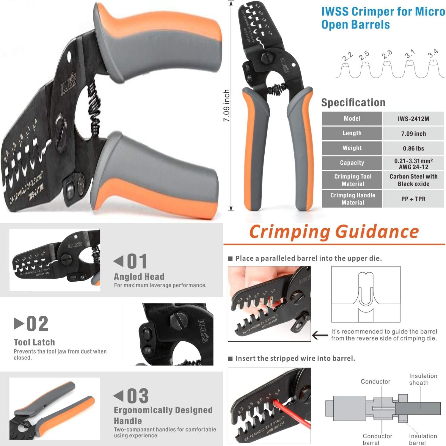 SHILIPHN Efficient reliable and portable IWISS Mini Micro Open Barrel Crimping Tools for precise ...