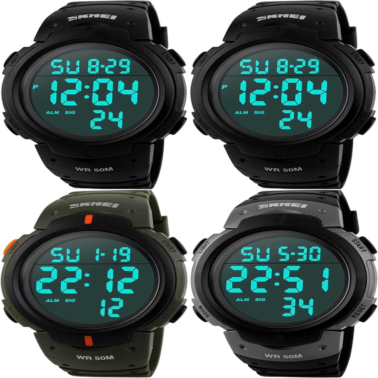 SHILIPHN Waterproof Military Men‘s Large Face Digital Sports Watch with ...