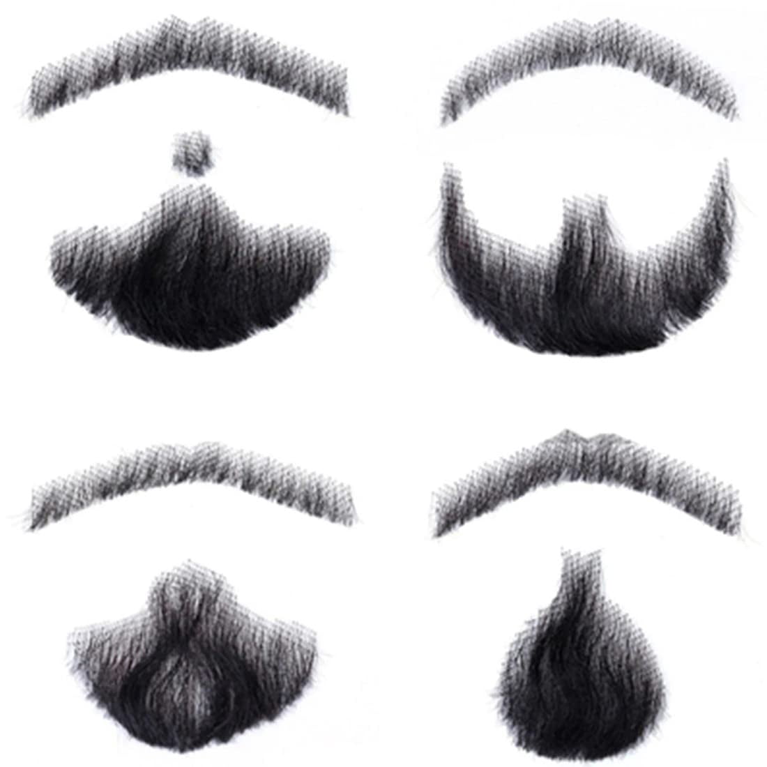 SHILIU-100% Human Hair Full Hand Tied Lace Invisible False Beards Hair ...