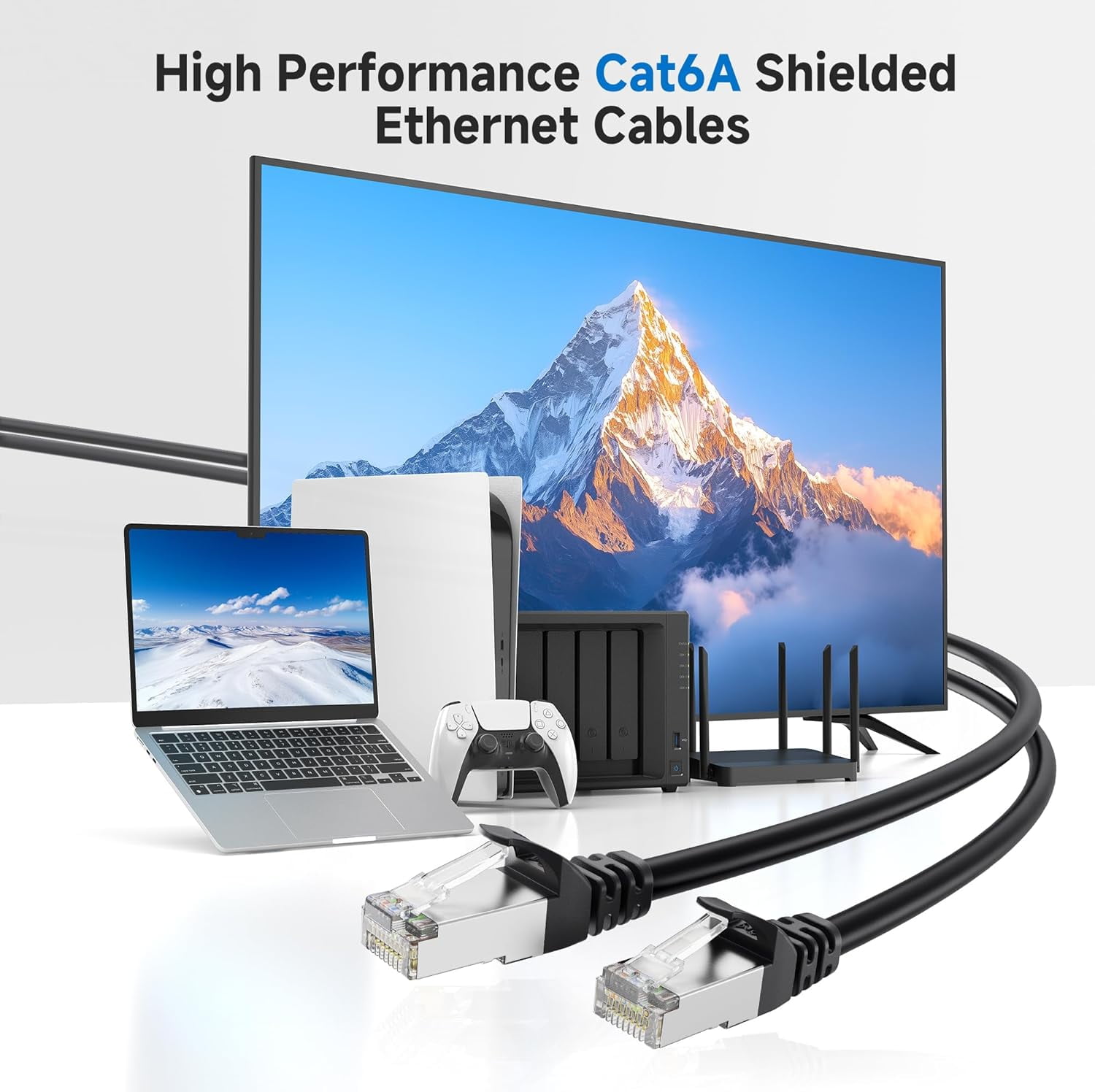 SHILIU-10Gbps 5-Pack Snagless Short Shielded Cat 6A Ethernet Cable ...