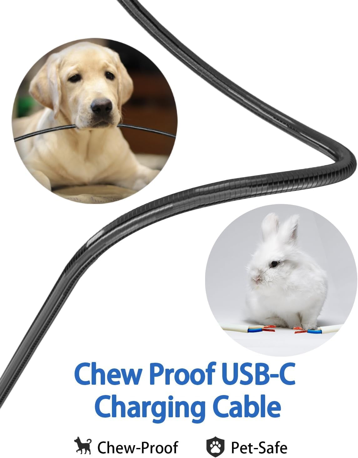 SHILIU-13FT Chew Proof & Cat Dog Proof USB-A to USB-C Cable, Long Metal ...