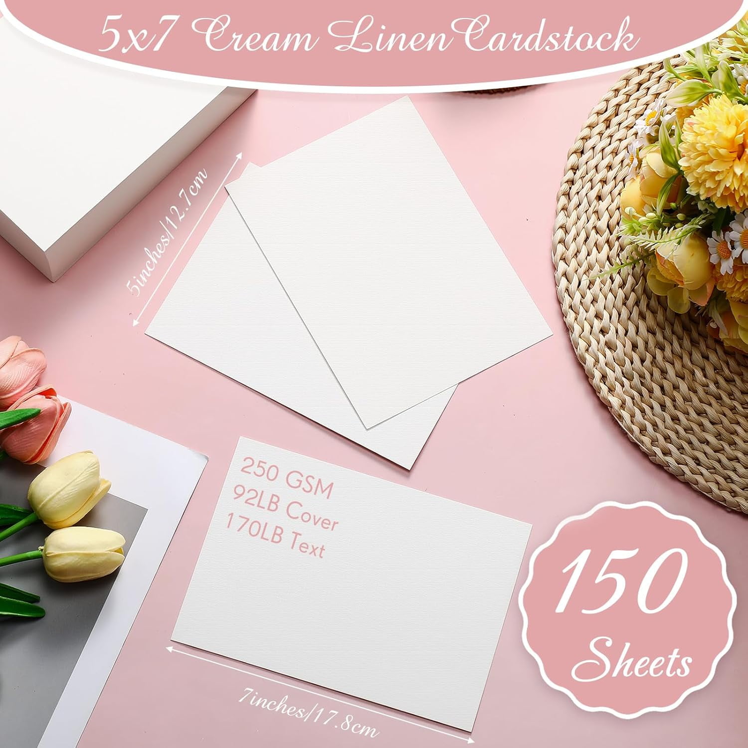 SHILIU-150 Sheet Linen Cardstock Invitation Cardstock Heavyweight ...
