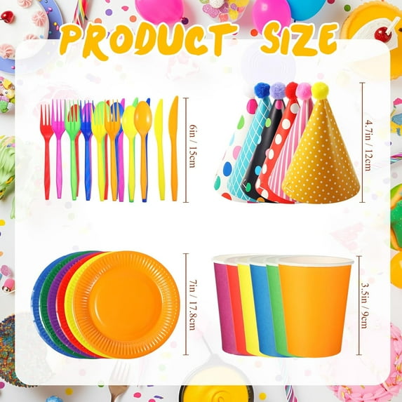 SHILIU-180 Pcs Kids Birthday Party Supplies Serves 30 Include Birthday ...
