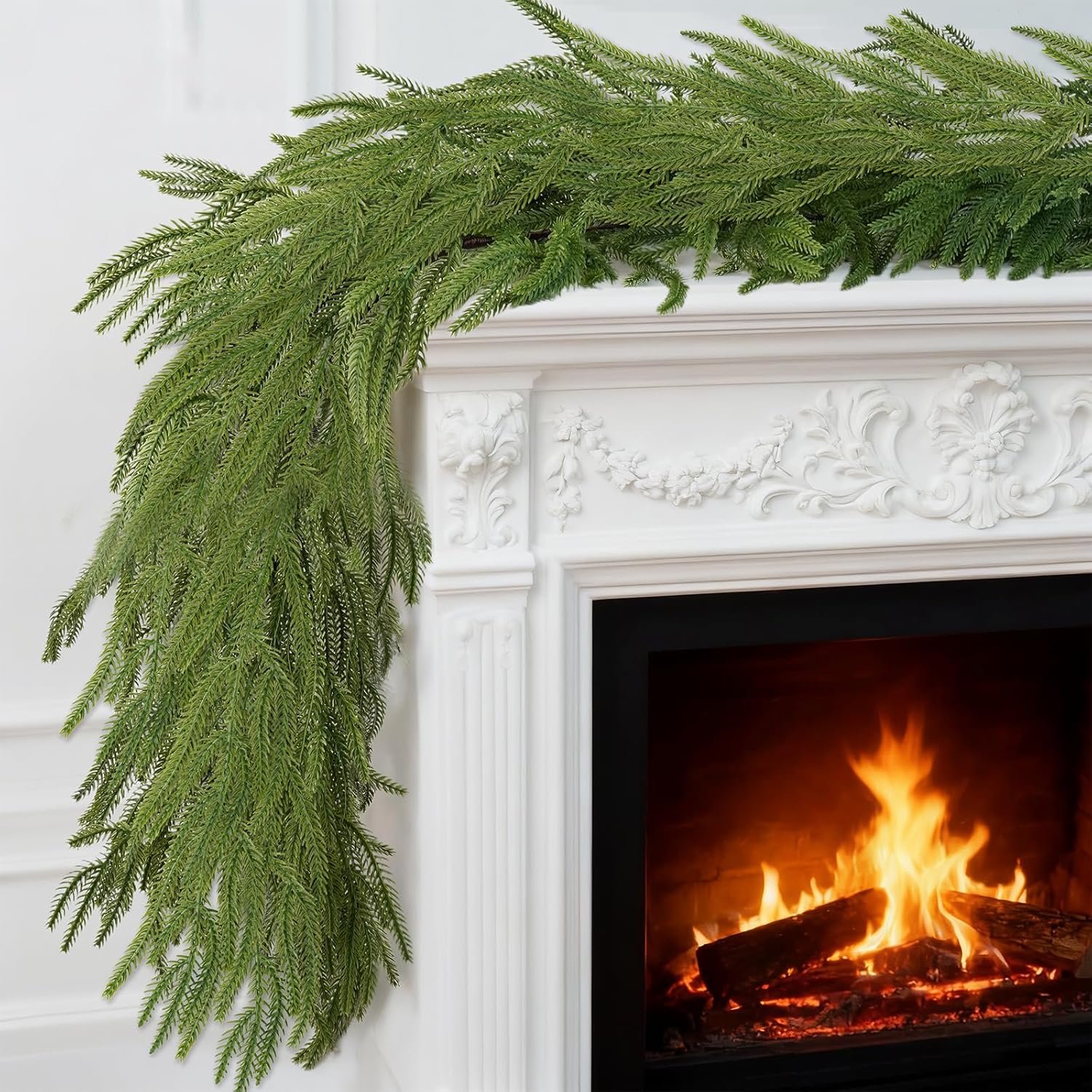 SHILIU-2-Pack 6FT Artificial Norfolk Pine Christmas Garland - Real ...