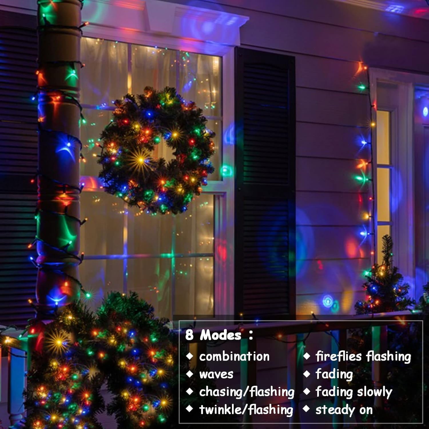 SHILIU-2 Pack Christmas String Lights Battery Operated, 32ft Green Wire ...