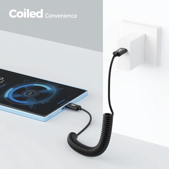 SHILIU-2-Pack Coiled USB C to USB C Cable 1-4 Feet, Up to [60W Charging ...